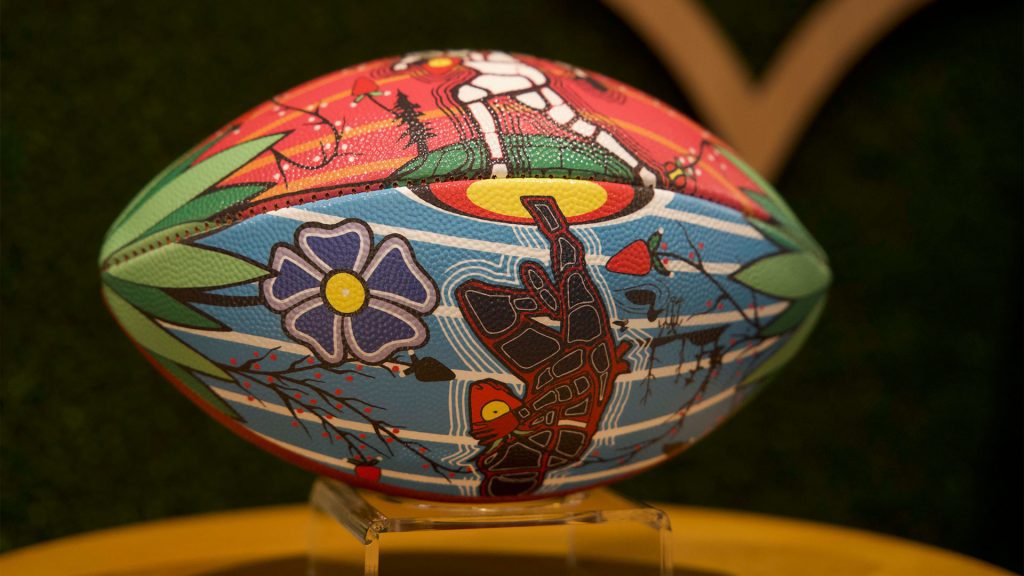 Super Bowl football designed by Nipissing First Nation artist